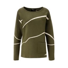 Aniston Selected Pullover Damen Gr&ouml;&szlig;e S/M oliv / wei&szlig;