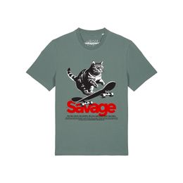 Watapparel T-Shirt 'Savage cat' Herren Gr&ouml;&szlig;e M gr&uuml;n
