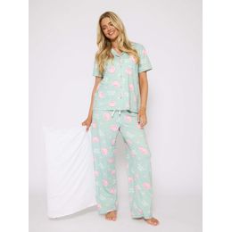 Loungeable Pyjama 'I Love You So Matcha' Damen Gr&ouml;&szlig;e XL mint / hellpink Winterkleid