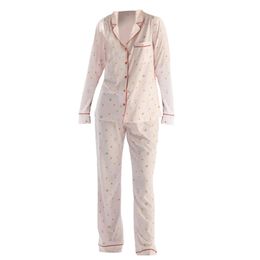 Dagi Pyjama Damen Gr&ouml;&szlig;e L gelb / gr&uuml;n / rosa / weinrot Winterkleid