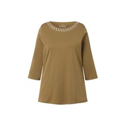 Ulla Popken Shirt Damen Gr&ouml;&szlig;e M/L oliv / wei&szlig;