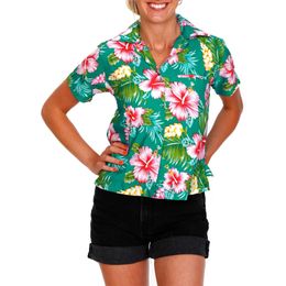 King Kameha Bluse 'Hibiscus NEW' Damen Gr&ouml;&szlig;e XS petrol