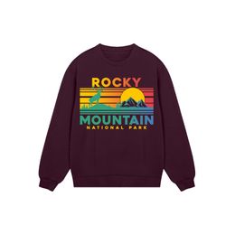 F4NT4STIC Sweatshirt 'US National Parks Rocky Mountain Sunset' Herren Gr&ouml;&szlig;e XXL mischfarben / weinrot