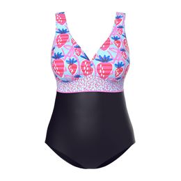 Ulla Popken Badeanzug Damen Gr&ouml;&szlig;e 4XL blau / rosa / schwarz