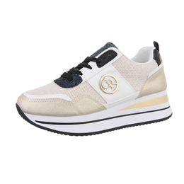 Ital-Design Sneaker low Damen Gr&ouml;&szlig;e 37 gold / dunkelgr&uuml;n / schwarz / wei&szlig;