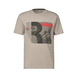 Street One Men T-Shirt Herren Gr&ouml;&szlig;e L beige / dunkelgrau / hellrot