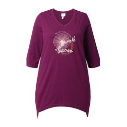 Ulla Popken Shirt Damen Gr&ouml;&szlig;e M/L beere / wei&szlig;meliert