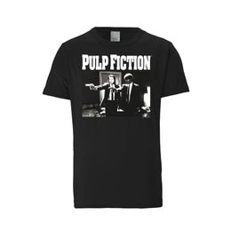 logoshirt T-Shirt 'Pulp Fiction' Damen Gr&ouml;&szlig;e XS schwarz / wei&szlig;