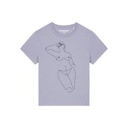 Watapparel Shirt 'Eine Frau' Damen Gr&ouml;&szlig;e M flieder / lavendel / schwarz
