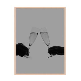 Liv Corday Bild 'Cheers!' Herren Gr&ouml;&szlig;e 30x40 grau / schwarz