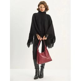 Bianco Lucci Poncho Damen Gr&ouml;&szlig;e S/L schwarz