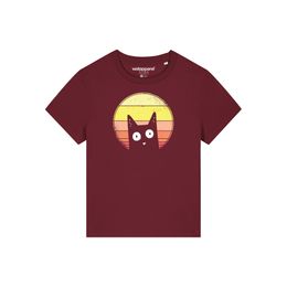 Watapparel T-Shirt ' Sunset Cat ' Damen Gr&ouml;&szlig;e M mischfarben / bordeaux