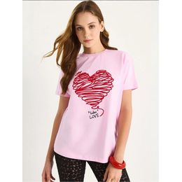 Bianco Lucci T-Shirt Damen Gr&ouml;&szlig;e L rosa / rot / schwarz