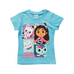 Gabby's Dollhouse T-Shirt 'Gabby & Friends' M&auml;dchen Gr&ouml;&szlig;e 134 cyanblau / mint / pink / wei&szlig;