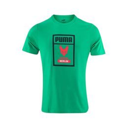 Puma T-Shirt 'Fux' Herren Gr&ouml;&szlig;e L gr&uuml;n / blutrot / schwarz / wei&szlig;