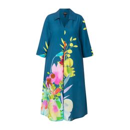 Ulla Popken Kleid Damen Gr&ouml;&szlig;e 42/44 blau / gelb / gr&uuml;n / rosa Winterkleid