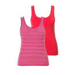 Ulla Popken Unterhemd Damen Gr&ouml;&szlig;e M/L fuchsia / rot / wei&szlig;