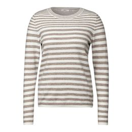 Cecil Pullover Damen Gr&ouml;&szlig;e M dunkelbeige / wei&szlig;