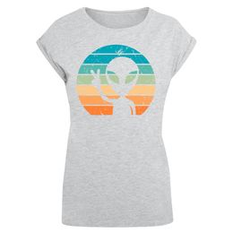 F4NT4STIC T-Shirt 'Alien Piece Sonnenuntergang' Damen Gr&ouml;&szlig;e 5XL grau / mischfarben