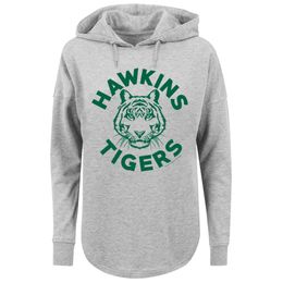 F4NT4STIC Sweatshirt 'Stranger Things Hawkins Tigers Netflix TV Series' Damen Gr&ouml;&szlig;e S graumeliert / dunkelgr&uuml;n