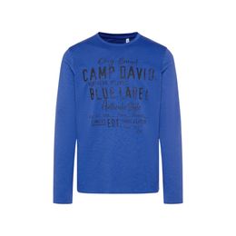 CAMP DAVID Longsleeve mit Label Print im Used Look Herren Gr&ouml;&szlig;e S blau