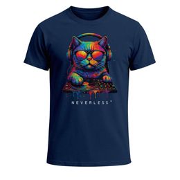 Neverless Shirt 'DJ Cat' Herren Gr&ouml;&szlig;e XS navy