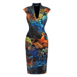 JIORO Kleid 'AMAZONIA' Damen Gr&ouml;&szlig;e 44 bunt Winterkleid