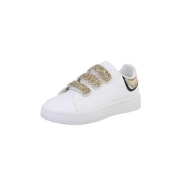 Ital-Design Sneaker Damen Gr&ouml;&szlig;e 41 brokat / gold / schwarz / wei&szlig;