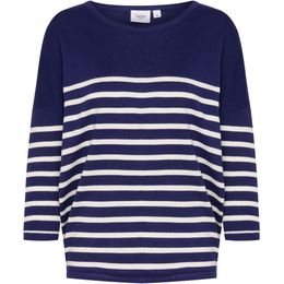 Saint Tropez Pullover 'MilaSZ' Damen Gr&ouml;&szlig;e L dunkelblau / wei&szlig;