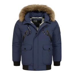INDICODE Jeans Winterjacke ' Zakai ' Herren Gr&ouml;&szlig;e L dunkelbeige / blau / schwarz / wei&szlig;
