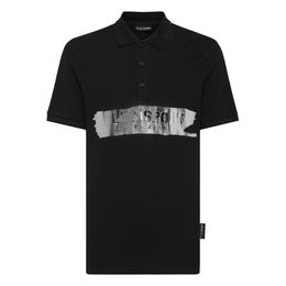 Plein Sport Poloshirt 'Silver Brush' Herren Gr&ouml;&szlig;e XS schwarz / silber