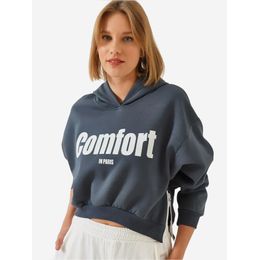 Bianco Lucci Sweatshirt Damen Gr&ouml;&szlig;e S/M dunkelgrau / wei&szlig;