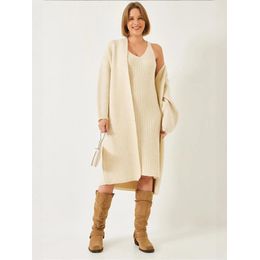 Bianco Lucci Set: Kleid und Strickmantel Damen Gr&ouml;&szlig;e S/L beige