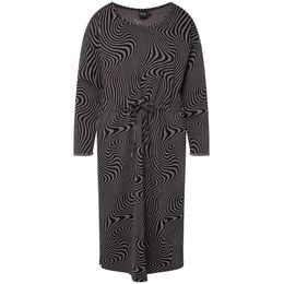Ulla Popken Kleid Damen Gr&ouml;&szlig;e 50/52 taupe / schwarz Winterkleid