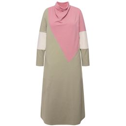 Ulla Popken Kleid Damen Gr&ouml;&szlig;e 50/52 hellbeige / oliv / fuchsia Winterkleid