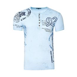 Rusty Neal T-Shirt mit Knopfleiste Herren Gr&ouml;&szlig;e XL blau