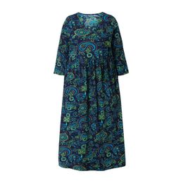 Ulla Popken Kleid Damen Gr&ouml;&szlig;e 54/56 blau / marine / aqua / braun Winterkleid