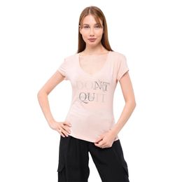 Home Store T-Shirt 'Verev' Damen Gr&ouml;&szlig;e M rosa / schwarz / silber