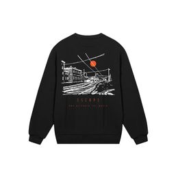 F4NT4STIC Sweatshirt 'Escape Discover the World Town Train Station' Herren Gr&ouml;&szlig;e XS orange / schwarz / wei&szlig;