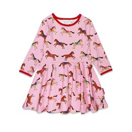 Toby tiger Kleid 'Pferde' M&auml;dchen Gr&ouml;&szlig;e 128 braun / pink / rot