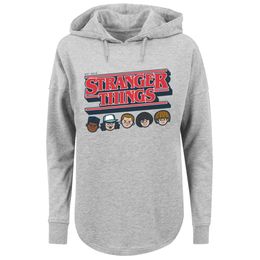 F4NT4STIC Sweatshirt 'Stranger Things Caricature Logo Netflix TV Series' Damen Gr&ouml;&szlig;e XL navy / braun / grau / rot