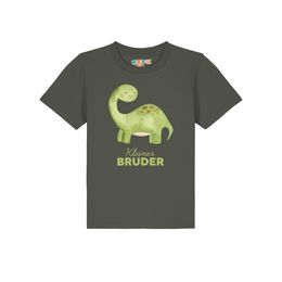 Watabout.kids T-Shirt 'Dinosaurier 04 Kleiner Bruder' Jungen Gr&ouml;&szlig;e 110/116 khaki / hellgr&uuml;n