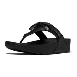 fitflop Zehentrenner Damen Gr&ouml;&szlig;e 41 schwarz / silber