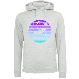 F4NT4STIC Sweatshirt 'Retro Alien Weltraum Sonnenuntergang' Herren Gr&ouml;&szlig;e M graumeliert / flieder / lavendel / helllila