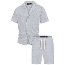 INDICODE Jeans Pyjama kurz 'Lino' Herren Gr&ouml;&szlig;e XXL marine / wei&szlig;