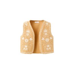 Mango Kids Weste 'Flowy' M&auml;dchen Gr&ouml;&szlig;e 122/128 cappuccino / wei&szlig;