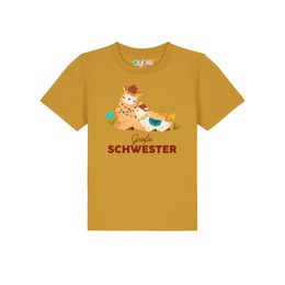 Watabout.kids T-Shirt 'Lama Gro&szlig;e Schwester' Jungen Gr&ouml;&szlig;e 98/104 ocker / jade / hellorange / bordeaux / wei&szlig;