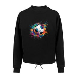 F4NT4STIC Sweatshirt 'Bunte Fu&szlig;ball Grafik' Damen Gr&ouml;&szlig;e M azur / orange / schwarz / offwhite