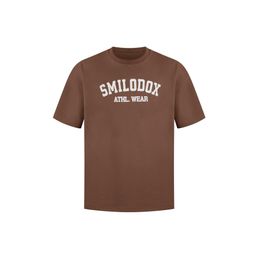 Smilodox T-Shirt 'Kayson' Herren Gr&ouml;&szlig;e L dunkelbraun / wei&szlig;