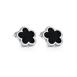 Pure Schmuck Ohrringe 'Clover Black' Damen Gr&ouml;&szlig;e 11 cm x 8 cm x 2cm silber